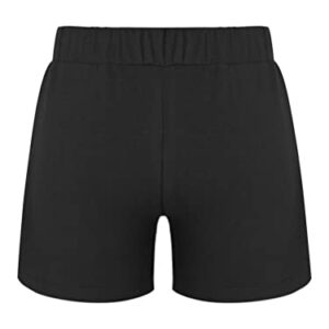 Aislor Girl's Boy's Athletic Dance Shorts Pull On Shiny Sequin Shorts Training Gymnastics Short Hot Pants with Bowknot Black 7-8 Years