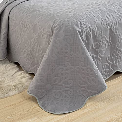 Oversized King Bedspreads 128x120 for Extra Tall King/California King Bed Lightweight Quilted Coverlet Set 3 Pieces 1 Quilt 2 Pillow Shams Gray