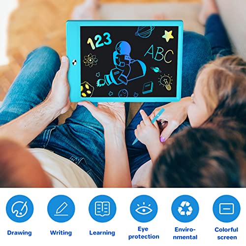 LCD Writing Tablet,Doodle Board 10 Inch Colorful Drawing Board Drawing Tablet,Erasable Reusable Electronic Drawing Pads,Educational Toys Gift for 3 4 5 6 7 8 Years Old Kids Toddler (Blue)