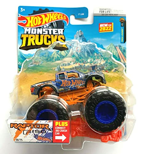 DieCast Hot Wheels Monster Trucks 2017 Ford Raptor F 150 38/75, 1:64 Scale Truck with Connect and Crash car