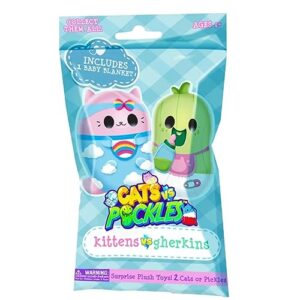 kittens vs gherkins - mystery bag - contains 1 pair of 3" bean filled plushies! collect these as stocking stuffers, fidget toys or sensory toys. great for kids, boys, & girls - collect them all!