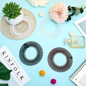 20 Pcs Full Circular Stretch Comb Flexible Circle Comb Circular Plastic Headband with Teeth 90s Hair Accessories Hairband Holder for Women Girls Yoga Sports (Black, Coffee, Clear, White)