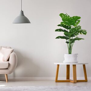 SAJANDAS Set of 2 Artificial Monstera Deliciosa Plants in Pots, Fake Tropical Palm Tree with Greenery Leaves Stems, 28 Inch Artificial Cheese Plant for Home Bathroom, Office, Windowsill Decor