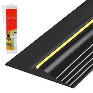 10ft universal garage door bottom threshold seal strip with 10oz building sealant, weatherproof rubber diy weather stripping replacement - black