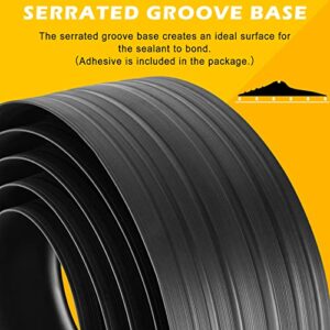 10Ft Universal Garage Door Bottom Threshold Seal Strip with 10oz Building Sealant, Weatherproof Rubber DIY Weather Stripping Replacement - Black