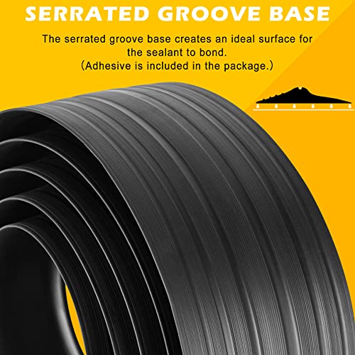 10Ft Universal Garage Door Bottom Threshold Seal Strip with 10oz Building Sealant, Weatherproof Rubber DIY Weather Stripping Replacement - Black