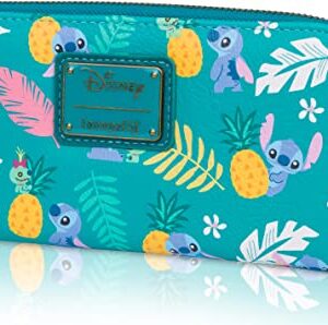 Loungefly Disney Stitch Tropical Print Faux Leather Wallet - Accordion Style & Zip Around