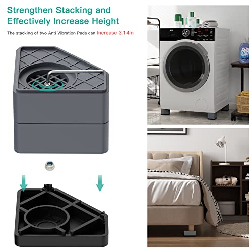 Anti Vibration Pads for Washing Machine, Washer & Dryer Pedestals Shock and Noise Cancelling Washing Machine Foot Pads, Washing Machine Support Stabilizer Mat Protect Laundry Shaking Walking Skidding