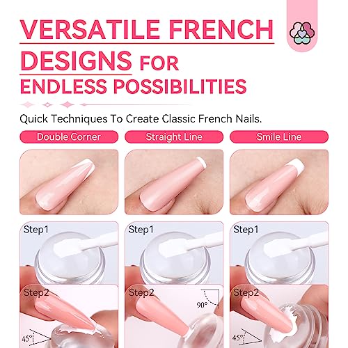 Saviland French Tip Nail Stamp - 4PCS Nail Art Stamper Kit Clear Silicone Nail Stamping Long & Short Jelly Stamper for Nails with Scrapers Nail Stamper Kit for French Manicure Home DIY Nail Art Salon