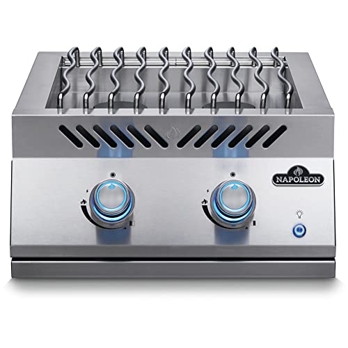 Napoleon Built-In Component - BIB18RTPSS - Dual Drop-In Range Style Burner, BBQ Grill, Marine Grade Stainless Steel, Propane Gas, 18-inch Burner, JETFIRE™ Ignition, Easy To Light, Ergonomic Knob