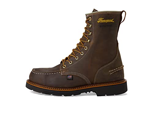 Thorogood 1957 Series 8” Waterproof Moc Toe Work Boots for Men - Soft Toe, Full-Grain Leather with Comfort Insole and Slip-Resistant Heel Outsole; EH Rated, Trail Crazyhorse - 8 2E US