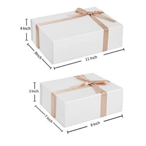 LIFELUM White Gift Box with Lid 8 x 7 x 3 inch Magnetic Gift Box Sturdy Gift Box Bridesmaid Proposal Gift Box for Valentine's Wedding Christmas Birthdays Gift Packging (1 Pcs)