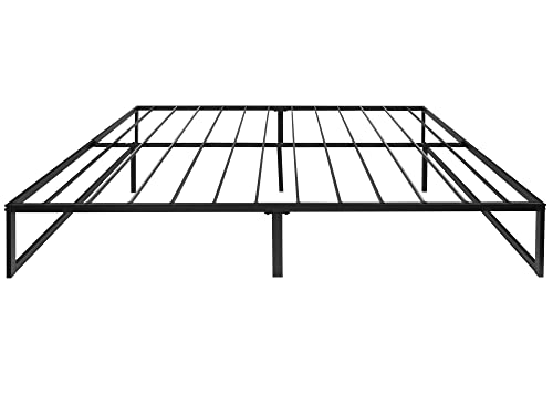 Flash Furniture Bentley 14" Metal Platform Bed Frame - Black Frame/Steel Slat Supports - 12.5" Underbed Storage - No Box Spring Needed - Quick Lock Functionality-King