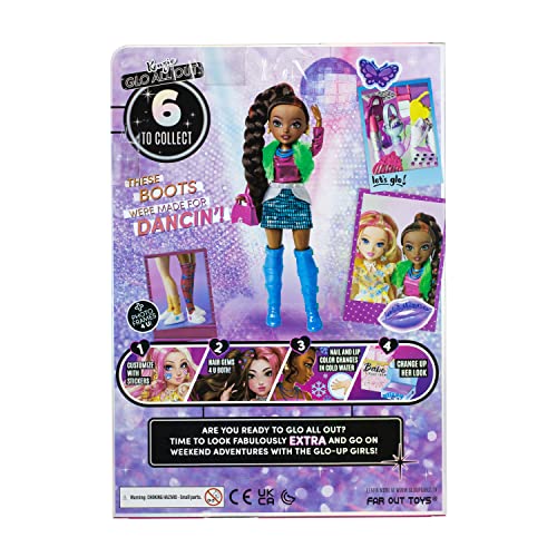 Far Out Toys GLO-UP Girls Season 2 Kenzie African American Girl Fashion Doll, Dazzling Jewelry, Hair Gems, Accessories, Fashions, Face Stickers, Makeup, Nails