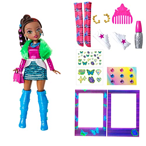 Far Out Toys GLO-UP Girls Season 2 Kenzie African American Girl Fashion Doll, Dazzling Jewelry, Hair Gems, Accessories, Fashions, Face Stickers, Makeup, Nails