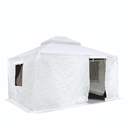 Gazebo Accessories 10' x 12' Universal Winter Gazebo Cover for Hardtop Gazebos,Enclosed Cover with Sidewalls and Mesh Windows Waterproof (White) by domi outdoor living