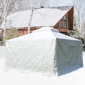 Gazebo Accessories 10' x 12' Universal Winter Gazebo Cover for Hardtop Gazebos,Enclosed Cover with Sidewalls and Mesh Windows Waterproof (White) by domi outdoor living