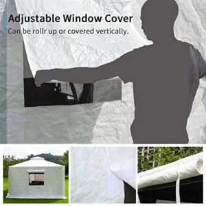 Gazebo Accessories 10' x 12' Universal Winter Gazebo Cover for Hardtop Gazebos,Enclosed Cover with Sidewalls and Mesh Windows Waterproof (White) by domi outdoor living