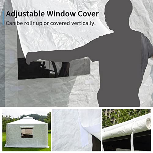 Gazebo Accessories 10' x 12' Universal Winter Gazebo Cover for Hardtop Gazebos,Enclosed Cover with Sidewalls and Mesh Windows Waterproof (White) by domi outdoor living