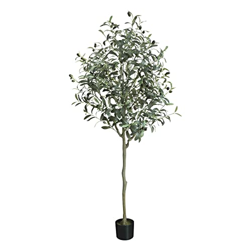 SeelinnS Artificial Olive Tree 5.01FT Fake Olive Silk Tree Large Faux Plants Indoor Tall Olive Branch and Fruits with Potted for Home Office Living Room Decor