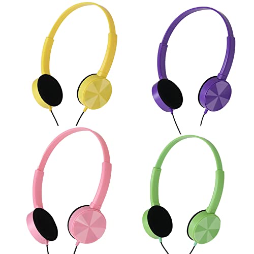 DAYMEY Headphone for School, Classroom, Airplane, Hospital, Students,Kids and Adults- 4 Pack Mixed Colors (color4)…