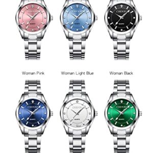 XCZAP Watches for Women Ladies Colorful Dial Simple Girls Stainless Steel Quartz Watch Waterproof Luminous, with Premium Crystal Accented(Green)