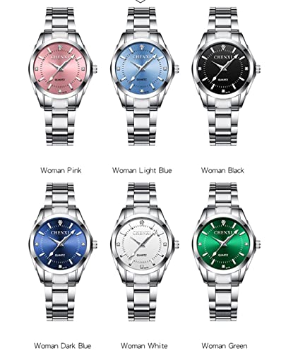 XCZAP Watches for Women Ladies Colorful Dial Simple Girls Stainless Steel Quartz Watch Waterproof Luminous, with Premium Crystal Accented(Green)