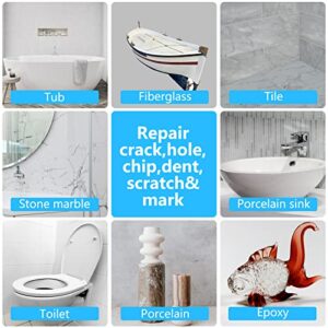 Tub Repair Kit & Porcelain Repair Kit (Color Match) - 3.7 OZ Fiberglass Repair Kit with Super Adhesion, Bathtub Repair Kit for Cracked Bathtub, Perfectly Treat Cracks, Holes, Dents, Worns and Shower.