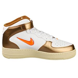 Nike Men's Air Force 1 Mid QS shoes, White/Total Orange-ale Brown-b, 9.5