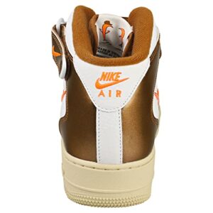 Nike Men's Air Force 1 Mid QS shoes, White/Total Orange-ale Brown-b, 9.5