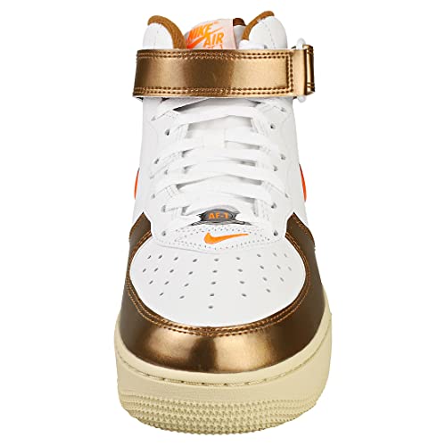 Nike Men's Air Force 1 Mid QS shoes, White/Total Orange-ale Brown-b, 9.5