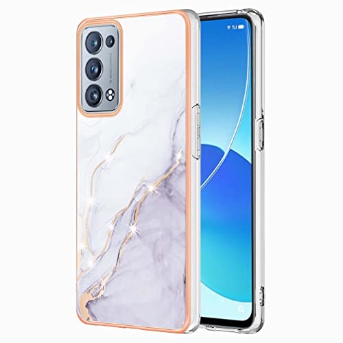 Klapber Case for Oppo Reno 6 Pro 5G Phone Case [Plating Frame] Camera & Screen Enhanced Protection Anti-Fingerprint Scratch Resistant Slim Fit Bumper Clear Cover for Oppo Reno 6 Pro 5G, B6