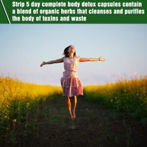 Strip 5 Day Permanent Detox Cleanse - Complete Body Cleansing Kit - Toxin Rid - Detox with Burdock, Dandelion, Red Clover Blossom, Alfalfa, Slippery Elm - 40 Capsules, 2 Pack