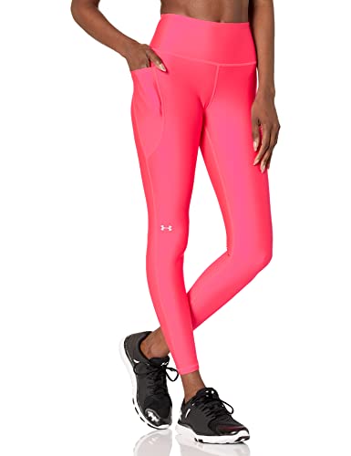 Under Armour Women's Standard HeatGear High Waisted Ankle No-Slip Leggings, (683) Pink Shock / / White, Small