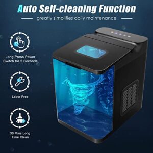 COSTWAY Countertop Ice Maker, 33LBS/24H Portable and Compact Ice Machine with Self-Cleaning Function, 9 Ice Cubes Ready in 6 Mins, Include Ice Scoop and Basket for Home Kitchen Office, Black