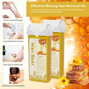 Wax Bear Roll On Wax Heater Kit for Hair Removal,Roller Wax Cartridge Depilatory Digital Temperature Display with for Personal & Professional Use，White