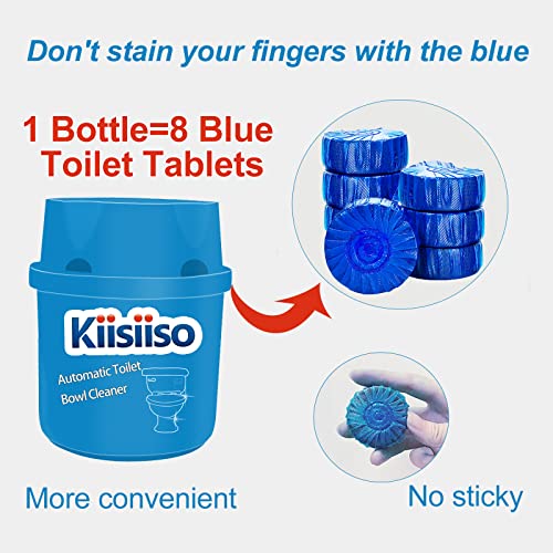 KIISIISO Toilet Bowl Cleaners (6 Bottles PACK), Automatic Long-Lasting Toilet Bowl Cleaner Tablets in Bottle,for About 6 Months' Supply, Blue