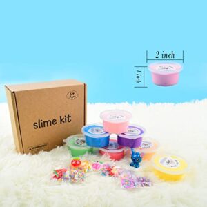 7 Pack Mini Butter Slime Kit for Girls 10-12, with Blue Slime, Lemon Watermelon and Peachybbies Slime Charm etc,DIY Scented Putty Slime for Kids,Soft and Non-Sticky，Cute Stuff Toys