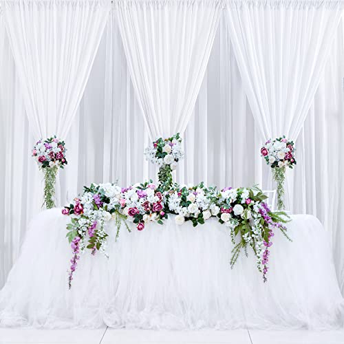 5ftx10ft White Backdrop Curtain Panels for Parties, Wrinkle Free Polyester Photography Backdrop Curtains, Wedding Party Decoration Supplies