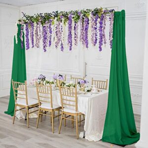 Wedding Arch Draping Fabric 2 Panels 6 Yards Green Chiffon Fabric Drapery Hunter Green Wedding Arches for Ceremony Sheer Drapes for Backdrop Tulle Curtains for Parties Arbor Arch Wedding Decorations