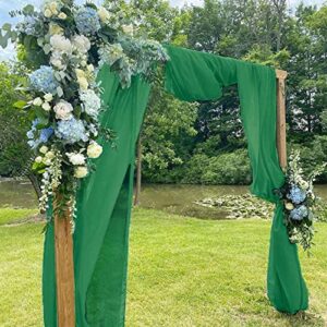 Wedding Arch Draping Fabric 2 Panels 6 Yards Green Chiffon Fabric Drapery Hunter Green Wedding Arches for Ceremony Sheer Drapes for Backdrop Tulle Curtains for Parties Arbor Arch Wedding Decorations