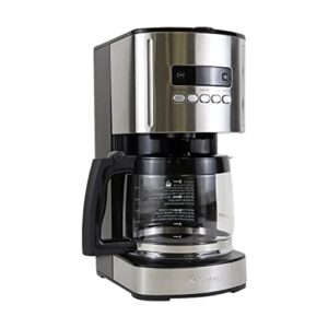 Kenmore Aroma Control 12-cup Programmable Coffee Maker, Black and Stainless Steel Drip Coffee Machine, Glass Carafe, Reusable Filter, Timer, Digital Display, Charcoal Water Filter, Regular or Bold