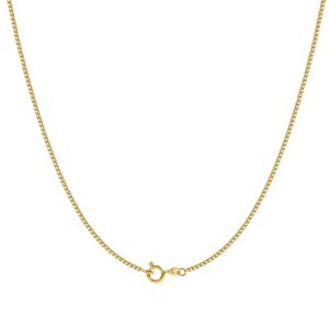 conran kremix thin gold chain necklace for women men 1.0mm width box chain necklace stainless steel 18k real gold plated necklace 16 inch