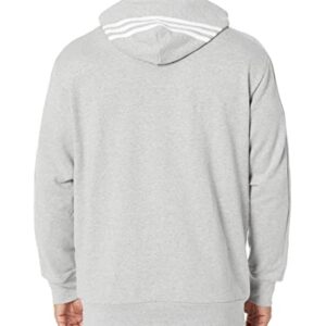 adidas Men's Essentials French Terry 3-Stripes Hoodie, Medium Grey Heather/White