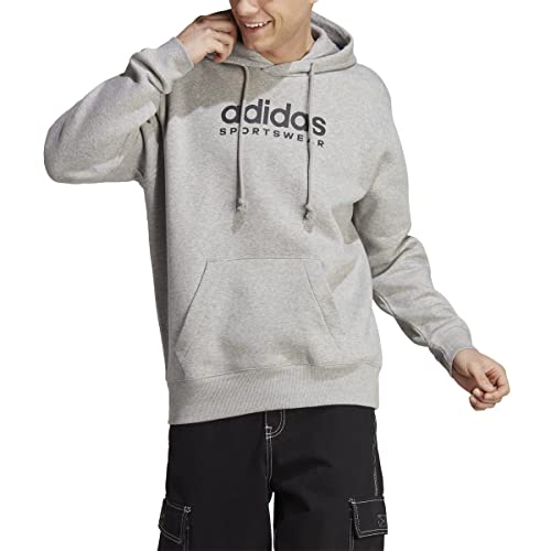 adidas Men's All SZN Fleece Graphic Hoodie, Medium Grey Heather, Large