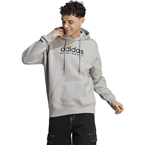 adidas Men's All SZN Fleece Graphic Hoodie, Medium Grey Heather, Large