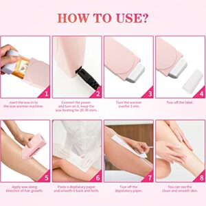 Wax Warmer for Hair Removal TOEDO 500ML Melting Wax Pot Machine Electric Hot Wax Warmer Heater Depilatory Portable Wax Machine (Handheld - Pink)