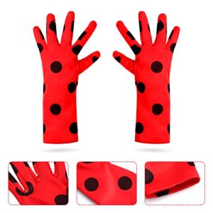 Yewong Ladybug Costume Set Ladybug Antenna Headband Polka Dots Earrings Gloves Mask for Kids Halloween Christmas Fancy Party Dresses