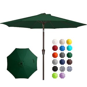 jearey 9ft outdoor patio umbrella outdoor table umbrella with push button tilt and crank, market umbrella 8 sturdy ribs uv protection waterproof for garden, deck, backyard, pool (dark green)