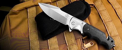 LOTHAR SMAUG Pocket Knife, 3.7 inch D2 Steel Folding Knife with Clip, Sharp Tactical Knife with G10 Handle, Glass Breaker, Pocket Knives for Men, Survival Knife Gift Ideas for Men Women